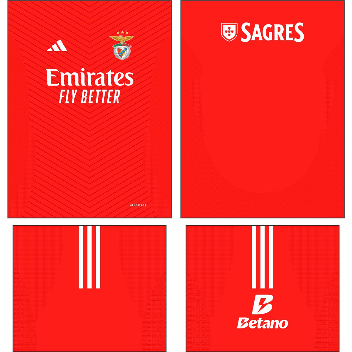 Arte Vetor Camisa Benfica Local 2024-2025