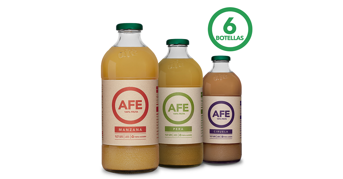 PACK DE 6 BOTELLAS JUGO AFE - SURTIDO MANZANA ROJA, PERA Y C