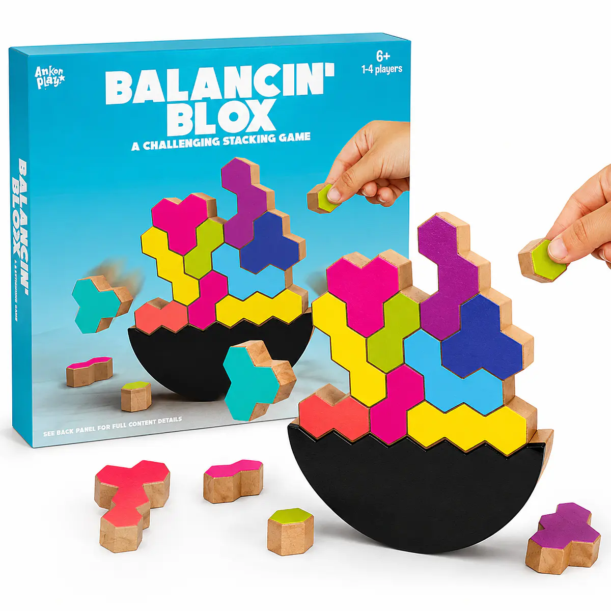 Juego De Construcción Y Equilibrio Bloques Balancín Madera