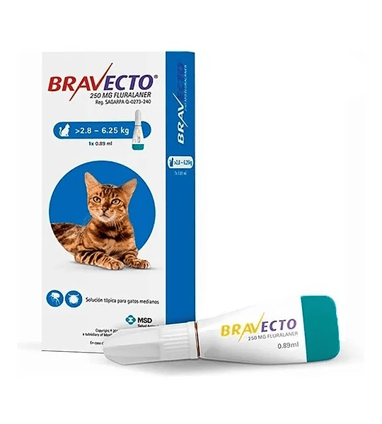 Bravecto Pipeta Gato 2,8 - 6,25 Kg Anti Pulgas Y Ácaros
