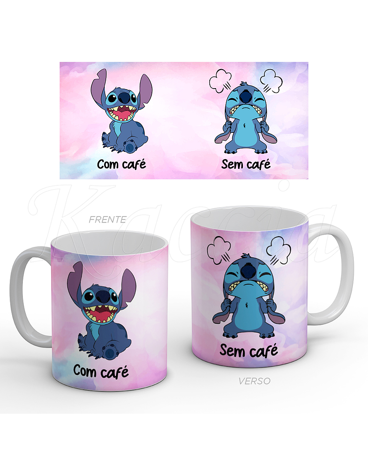 Caneca Com e Sem Café Stitch