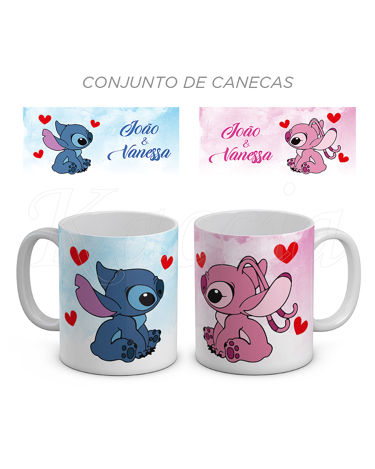Conjunto de Canecas Personalizáveis Stitch & Ángel