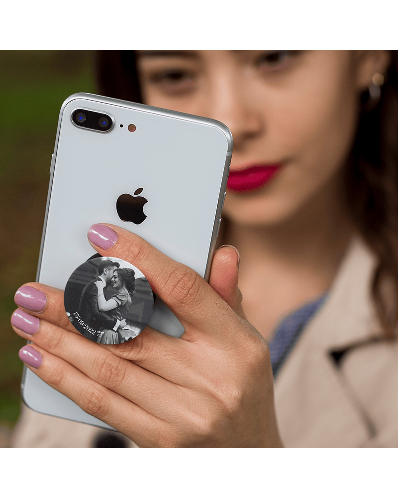 Pop Socket Personalizado com Foto e Data
