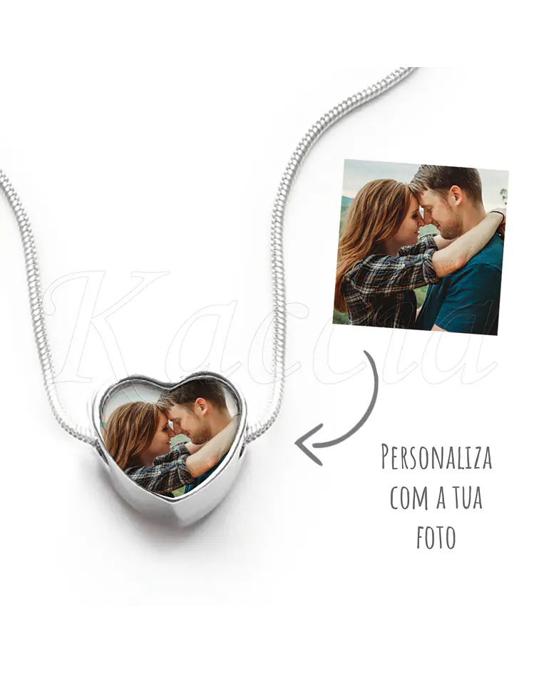 Colar Coração Feminino Personalizável com Foto
