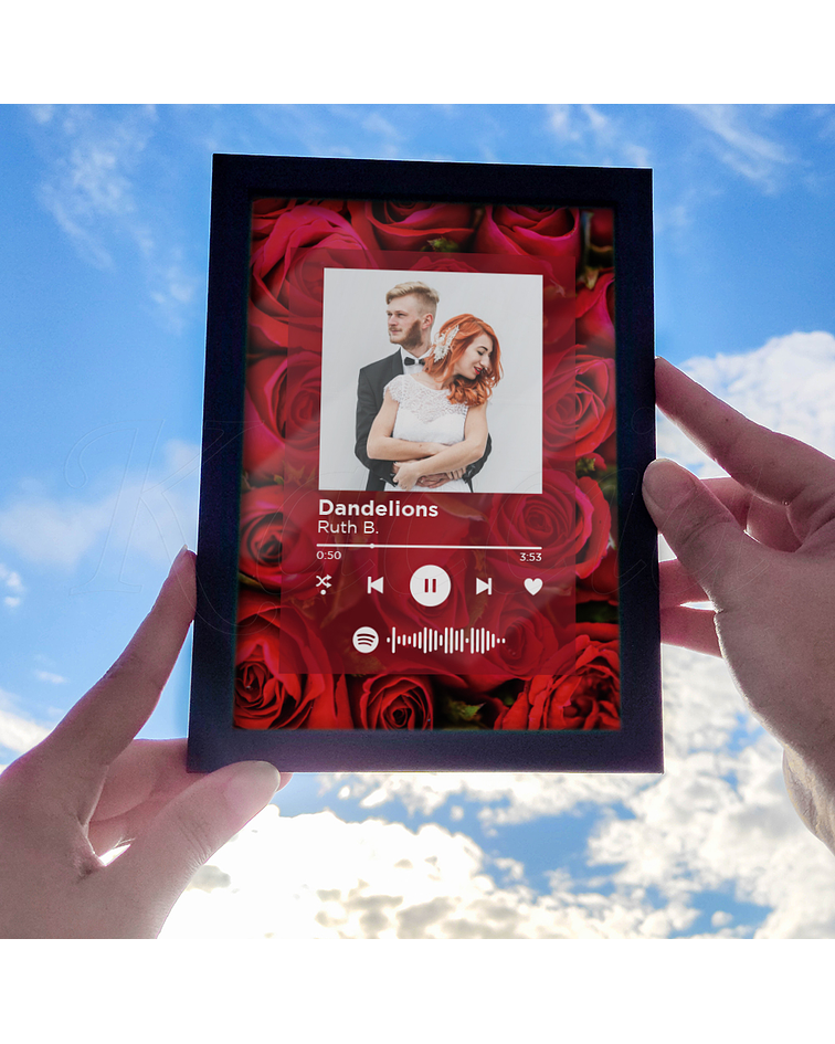 Quadro Spotify Personalizado Rosas