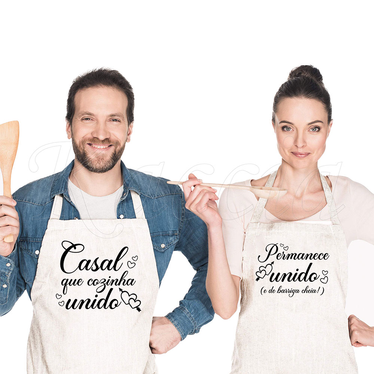 Conjunto de Aventais Casal que Cozinha Unido