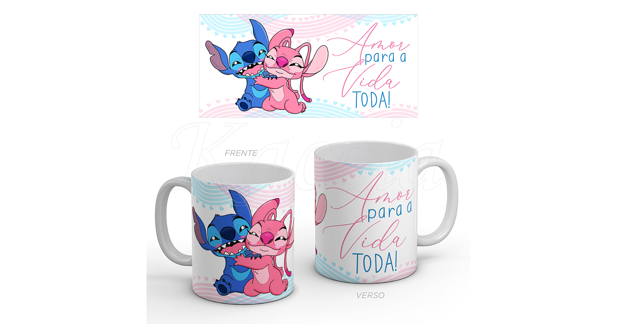 Caneca Amor para a Vida Toda Stitch & Ángel