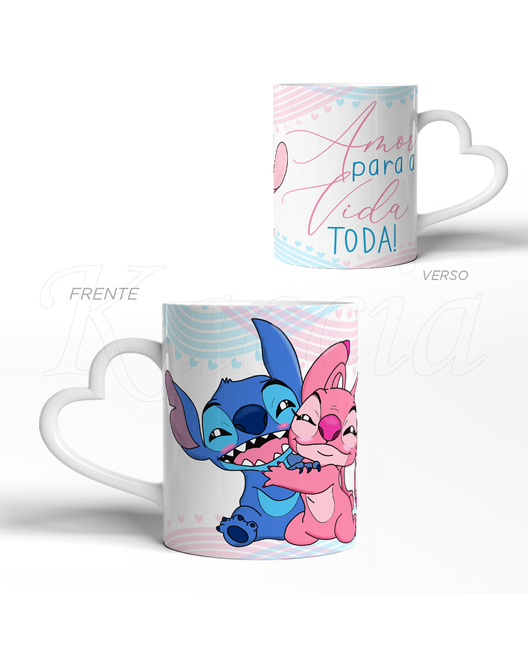 Caneca Amor para a Vida Toda Stitch & Ángel