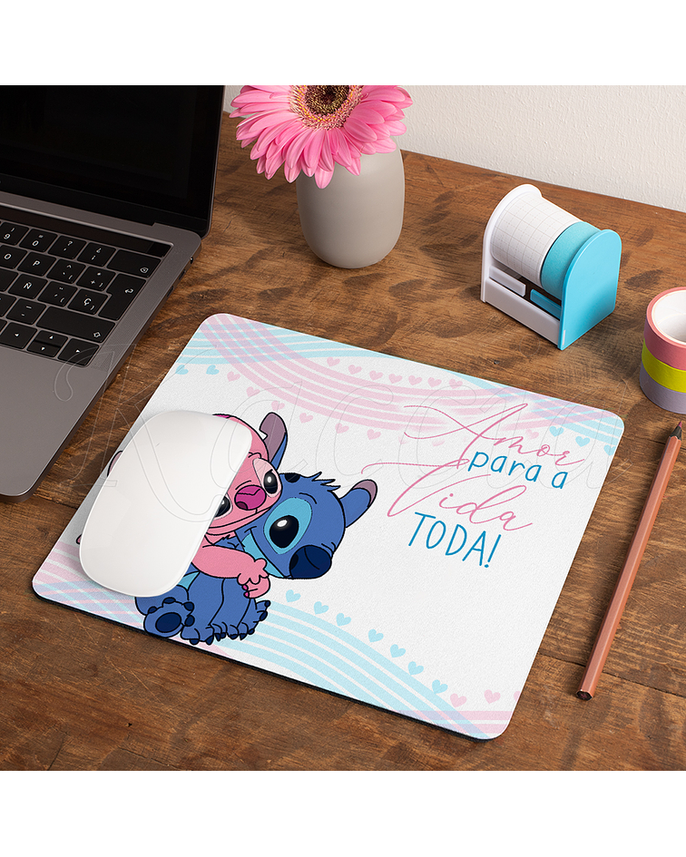 Tapete de Rato Amor para a Vida Toda Stitch & Ángel