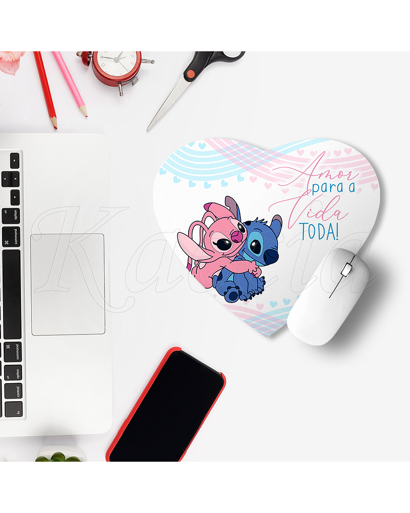 Tapete de Rato Coração Amor para a Vida Toda Stitch