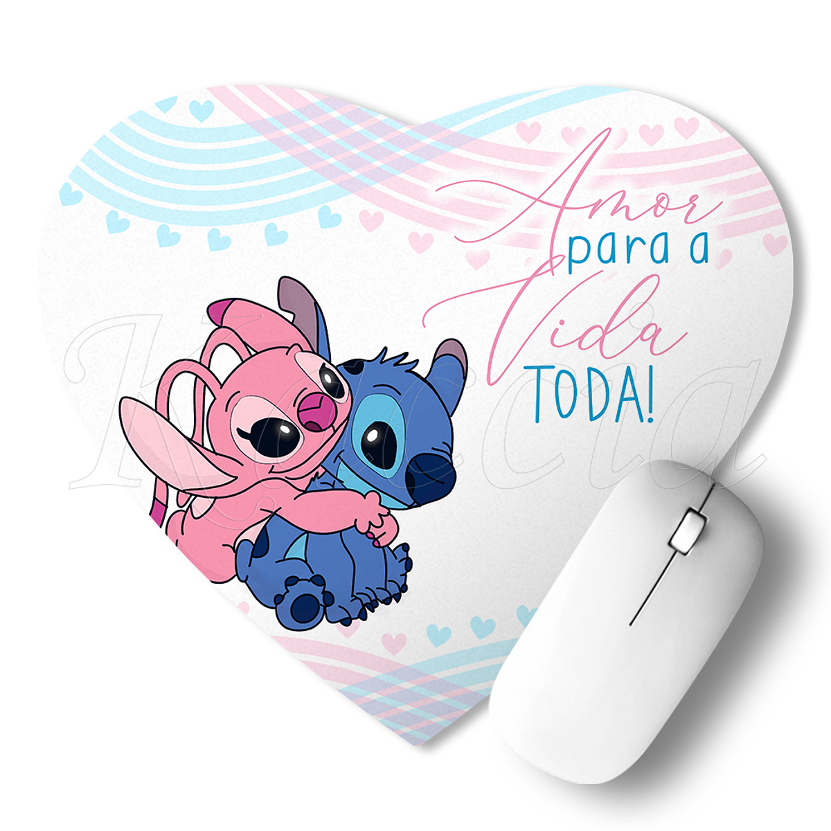 Tapete de Rato Coração Amor para a Vida Toda Stitch