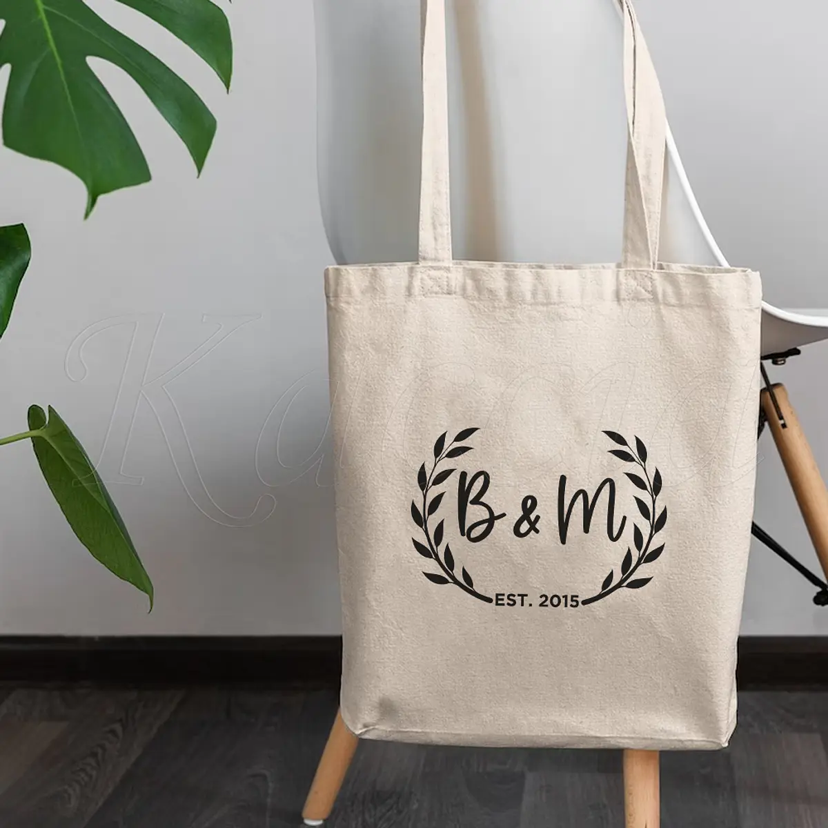 Saco Tote Bag Personalizável Iniciais Leaf