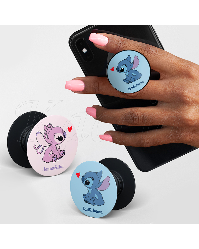 Conjunto Pop Sockets Personalizável Stitch & Ángel co...