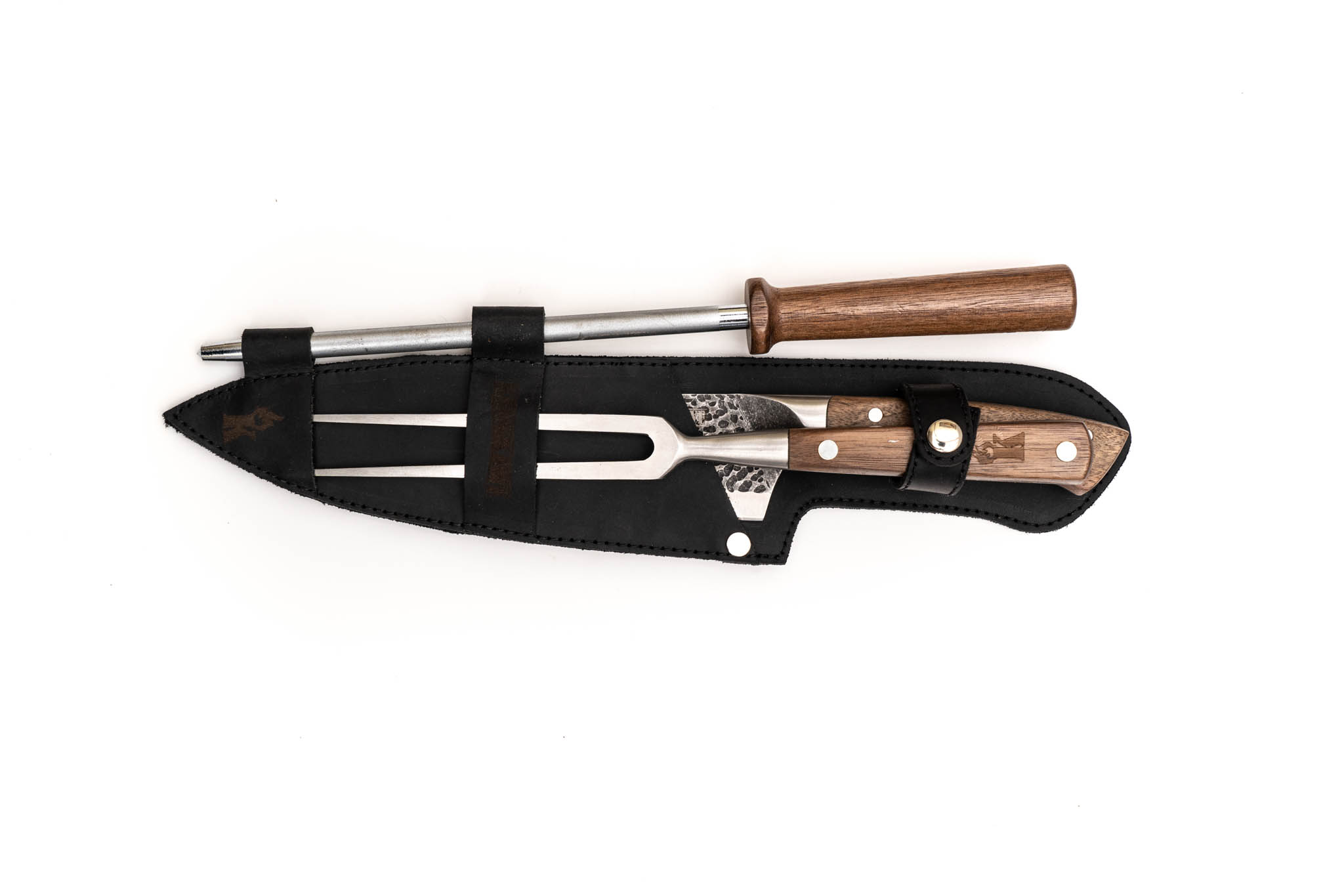 TRILOGIA EN CUERO: PINCHO PRO + CUCHILLO CATEMU + ASTIL