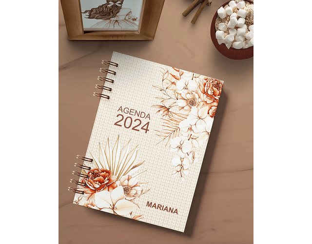 ARQUIVO ENCADERNAÇÃO AGENDA FLORAL BOHO 2024 2DPP - BICHO DE