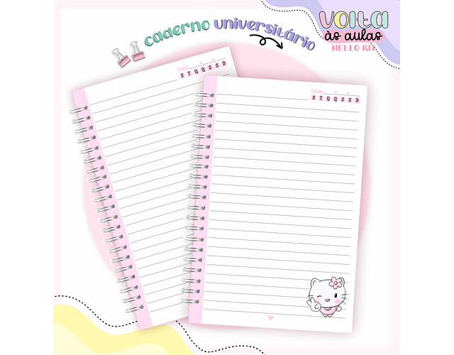 Arquivo encadernação kit escolar Hello Kit - LINA CRIATIVA