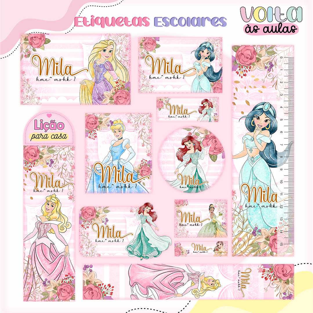 Arquivo Etiqueta Escolar Princesas Disney - LINA