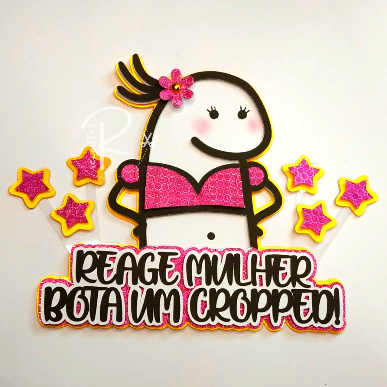 Arquivo Topo de Bolo Flork Reage Mulher, Bota um Croped