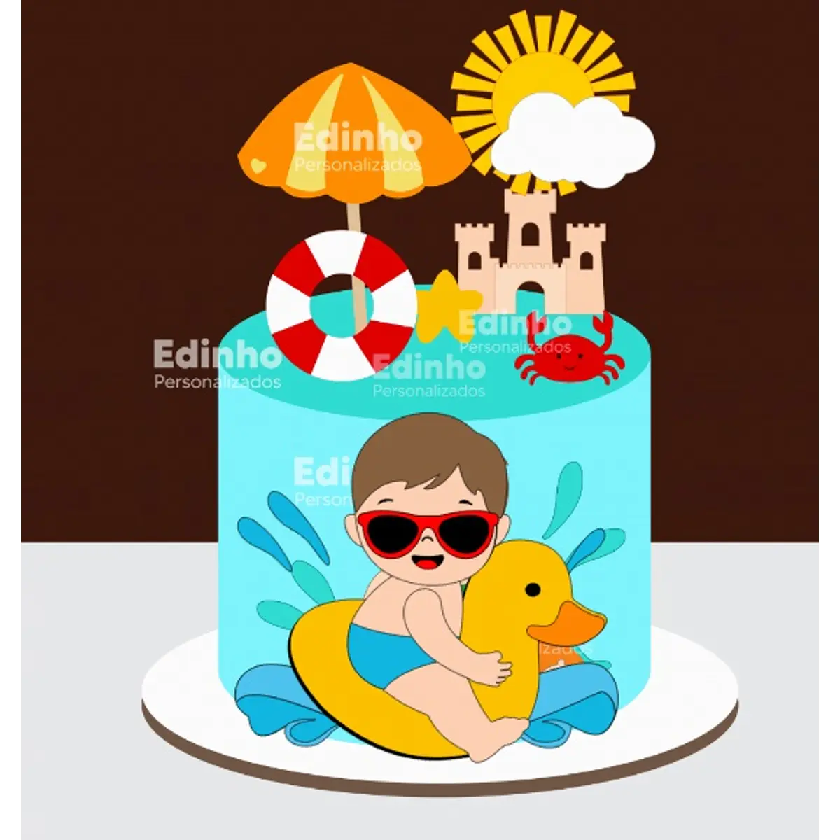 Arquivo Topo de Bolo Pool Party Menino no Patinho