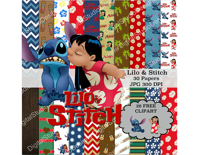 Kit Digital Lilo e Stitch 3D - ILLUSTRADEB