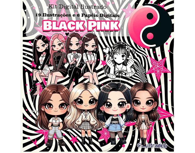 Kit Digital Black Pink 3D - ILLUSTRADEB