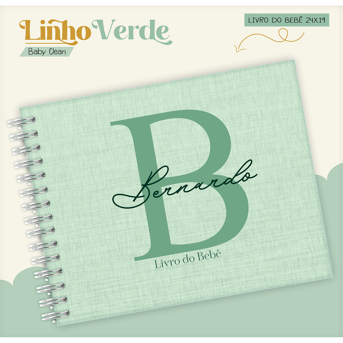 Arquivo Combo Encadernação Baby Linho Verde Alfabeto