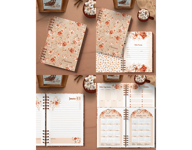 Arquivo Agenda 2025 1 Dia por Página Coleção Floral Boho