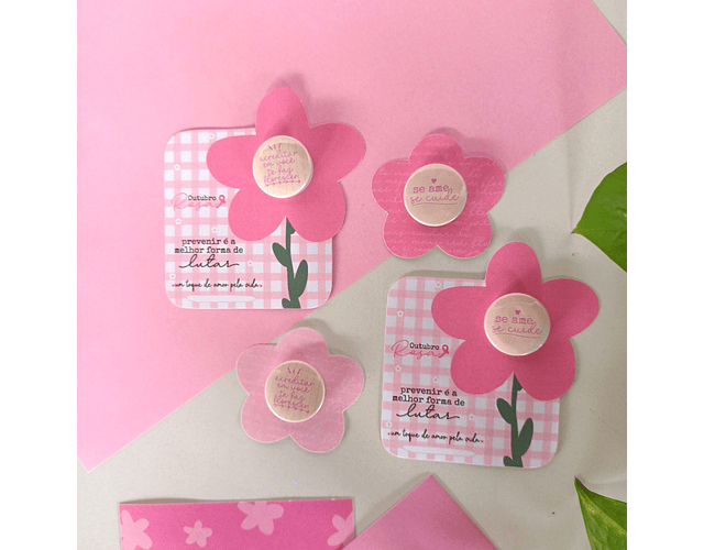 Arquivo Outubro Rosa Card Flor Botton 25mm - cuteb