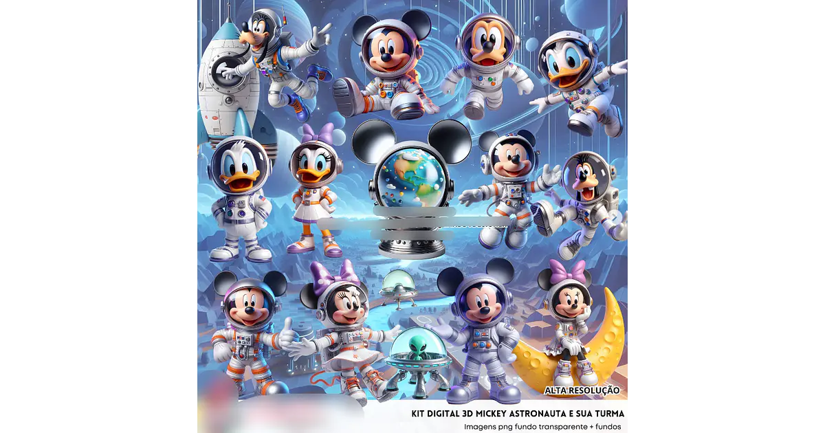 Kit Digital Mickey Astronauta - Fanddy
