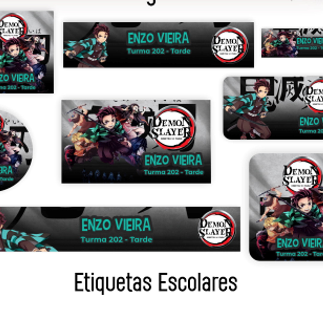 Arquivo Etiquetas Escolar Demon Slayer