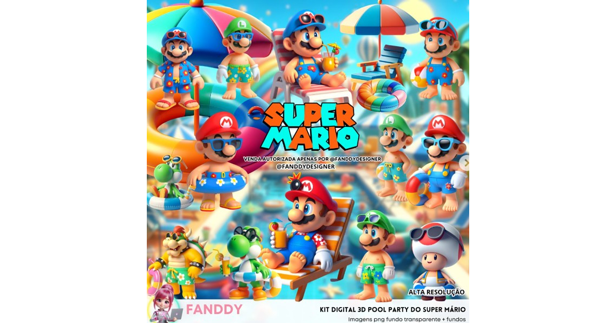 Kit Digital Super Mario Pool Party - Fanddy