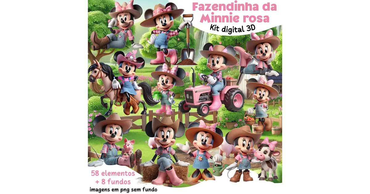Kit Digital Fazendinha da Minnie Rosa - Mi Kits