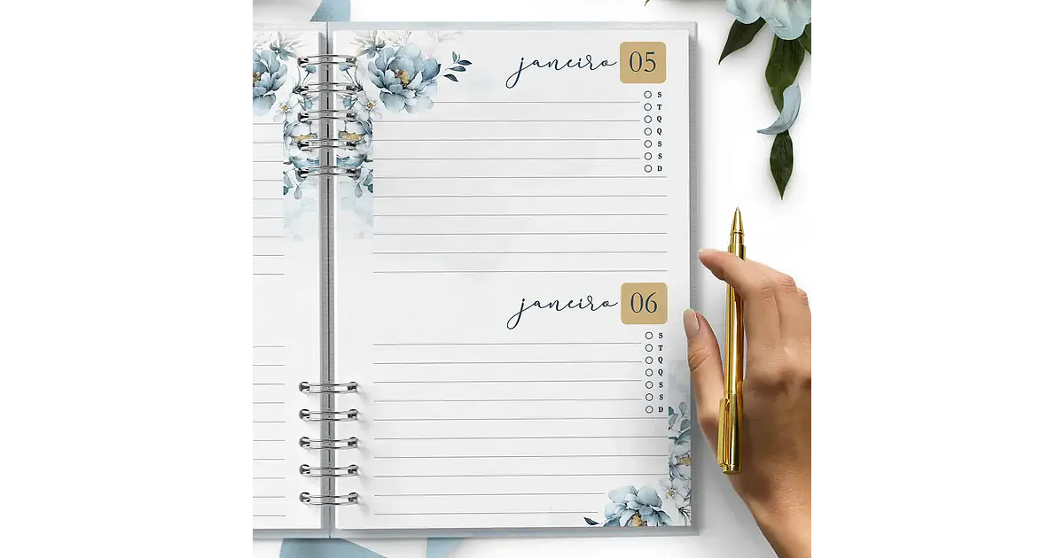 Arquivo Agendas 2026 e Perm Versículos Floral Azul - Bicho P
