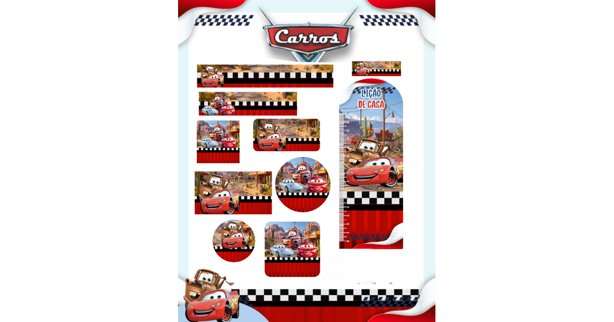 Arquivo Etiqueta Escolar Carros Disney