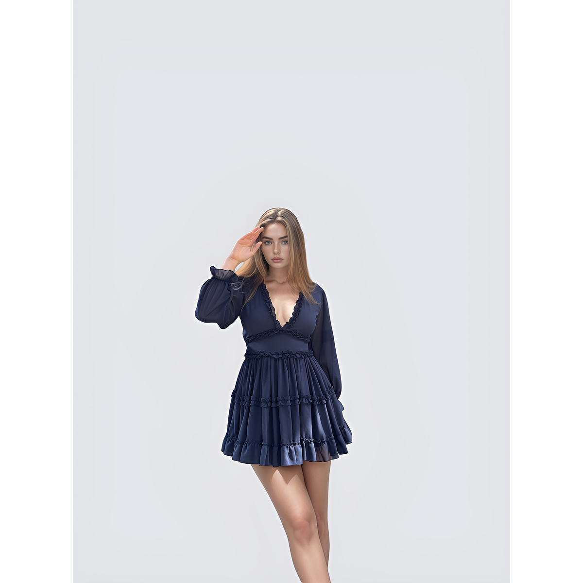 VEIL DRESS AZUL NAVY