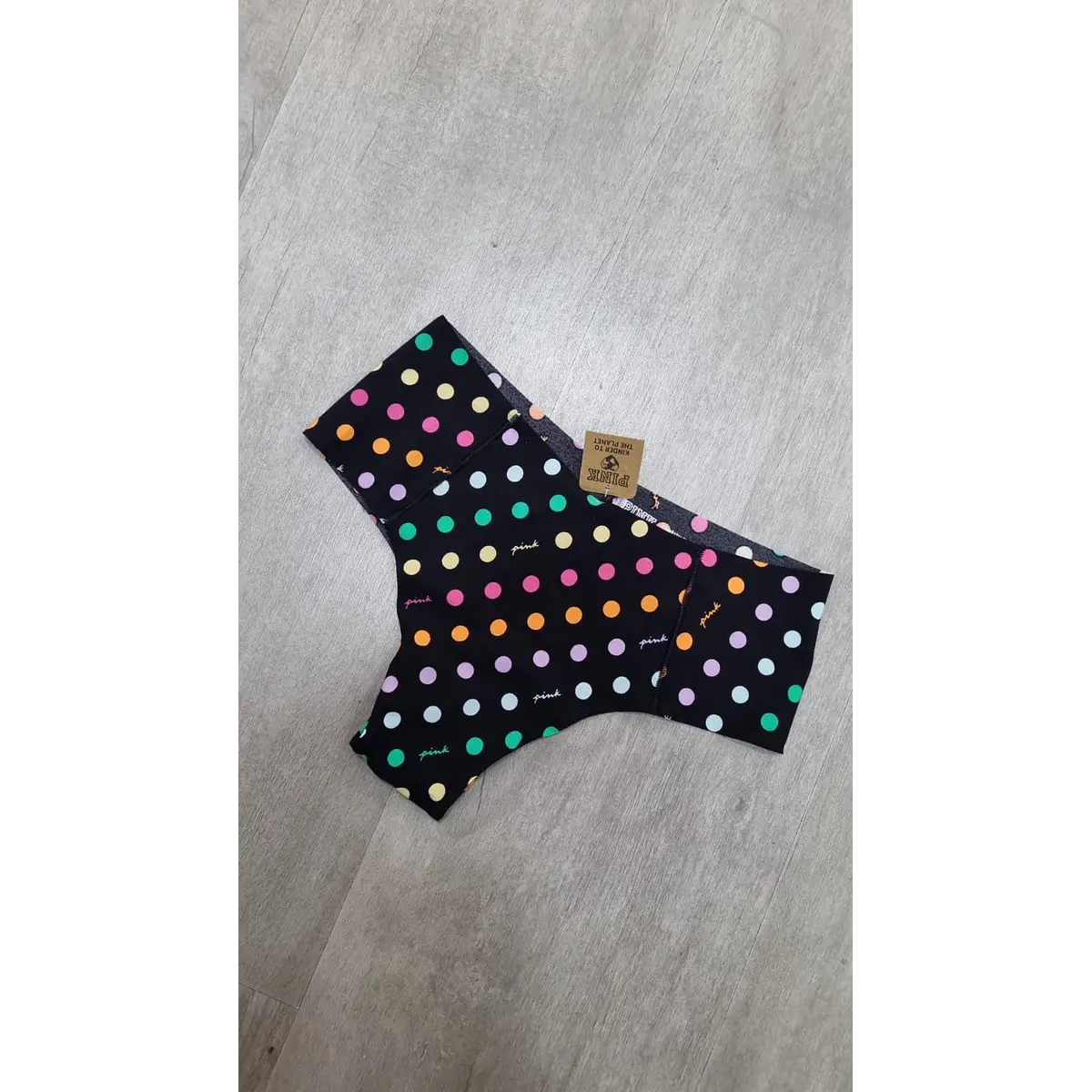 CALZON PINK NEGRO PUNTOS COLORES TALLA XS