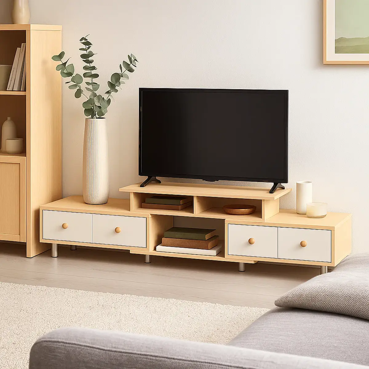 Rack TV Extendible Cuatro Cajones | KLIK Muebles