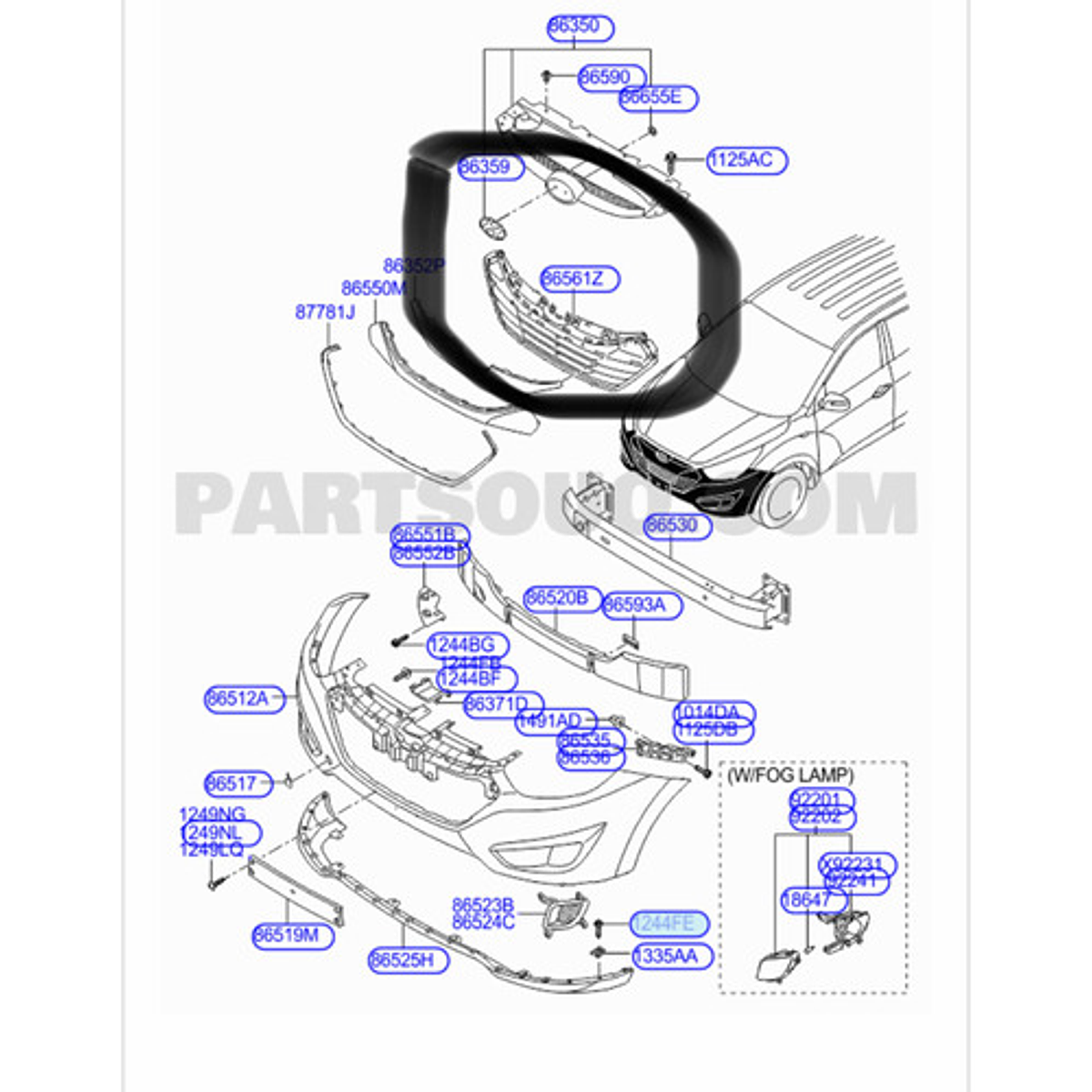 Rejilla Parachoque Delantero New Tucson 11-15