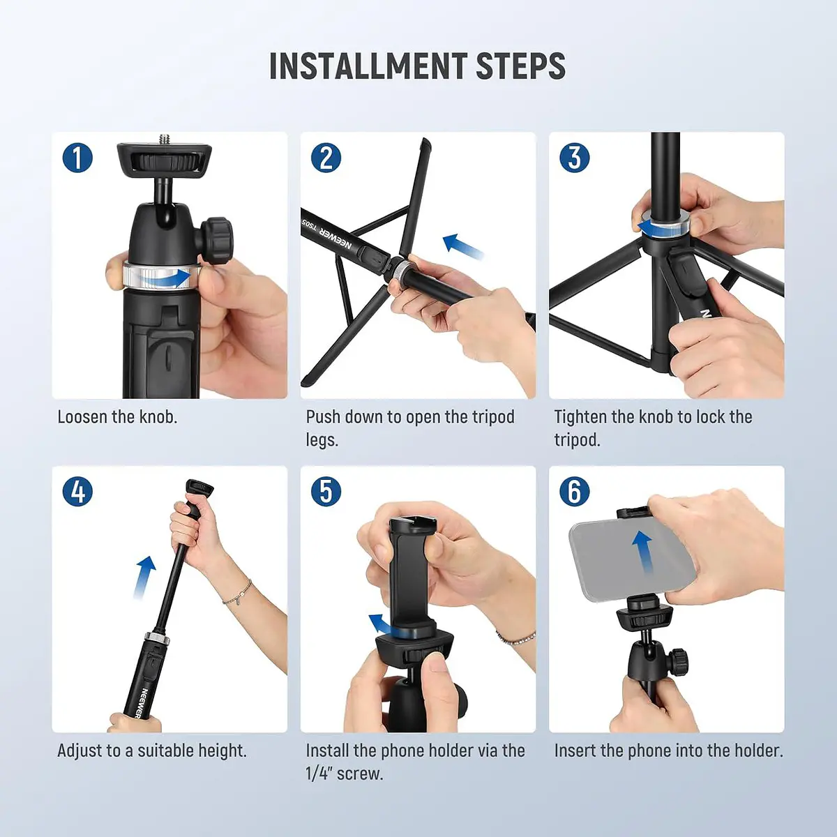 Trípode de Viaje Neewer TS05 de 160 cm para Teléfonos y Cáma