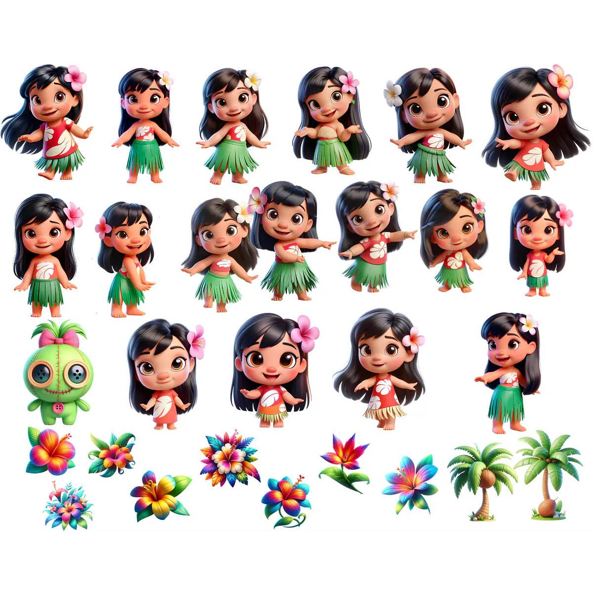 Kit Digital Lilo e Stitch 3D em Png | Kriato Design