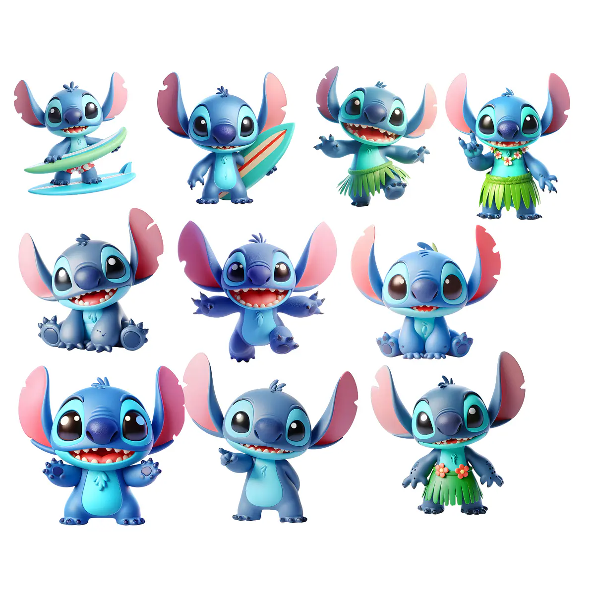 Kit Digital Lilo e Stitch 3D em Png | Kriato Design