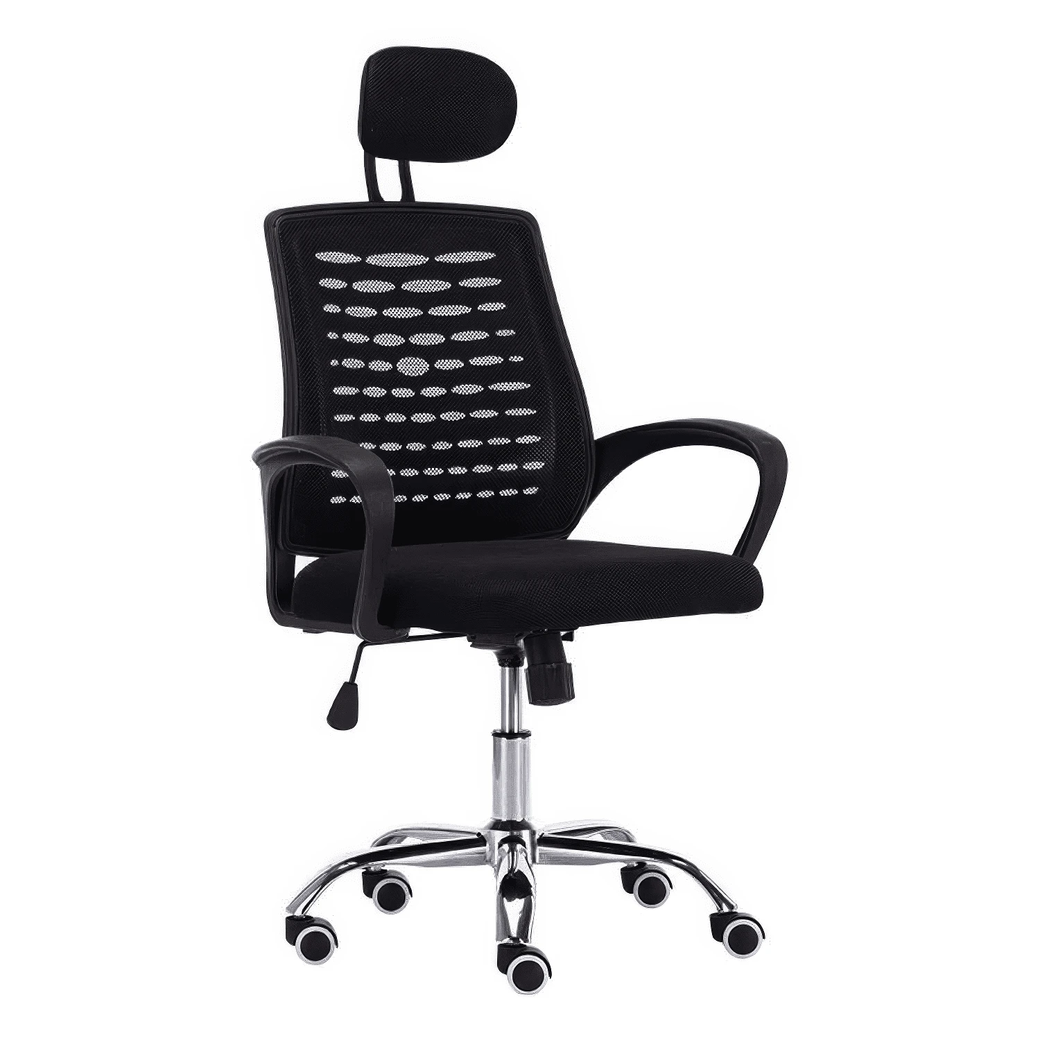 Silla oficina simply mesh negra con apoyabrazos y cabeza