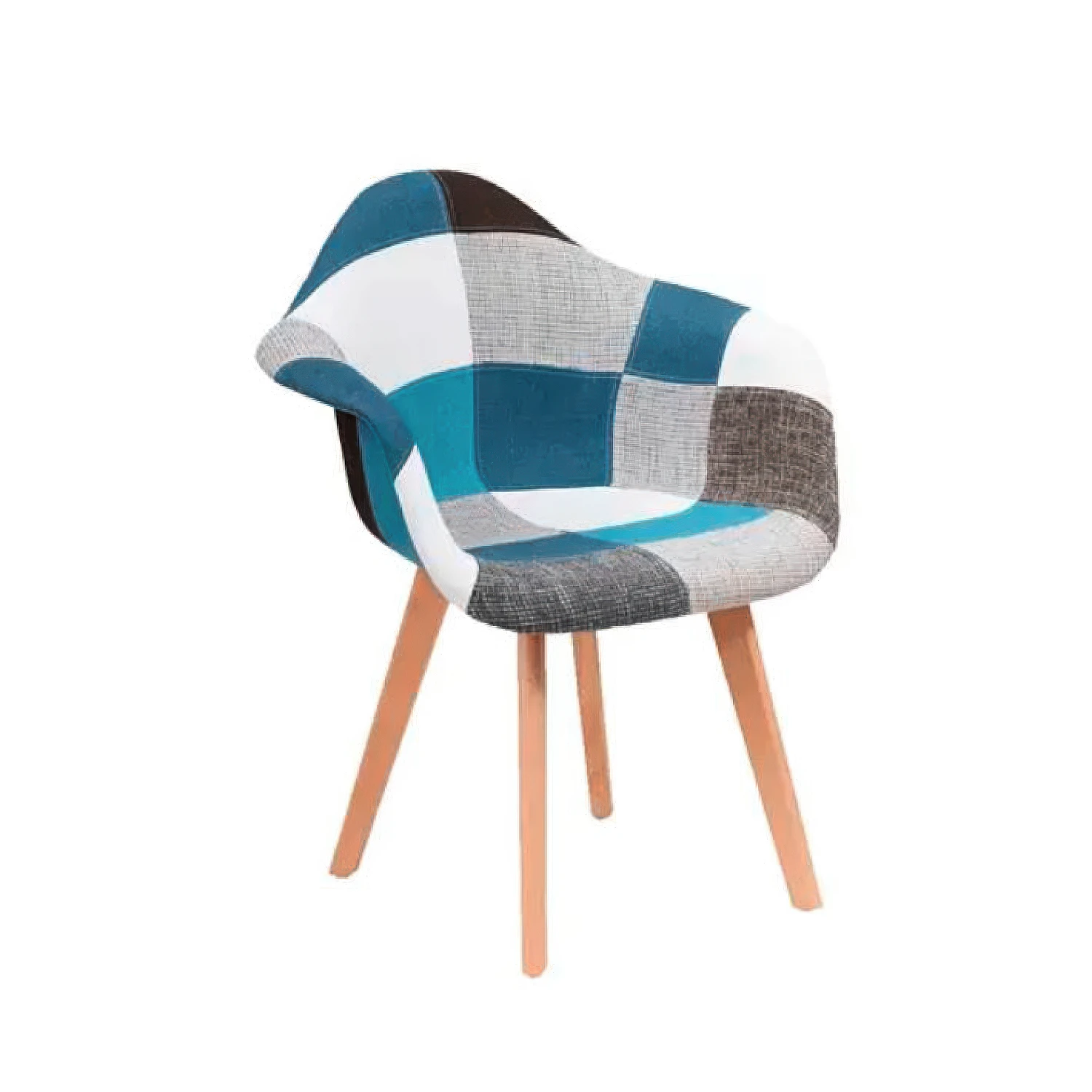 Butaca Eames Patchwork Wood - Celeste