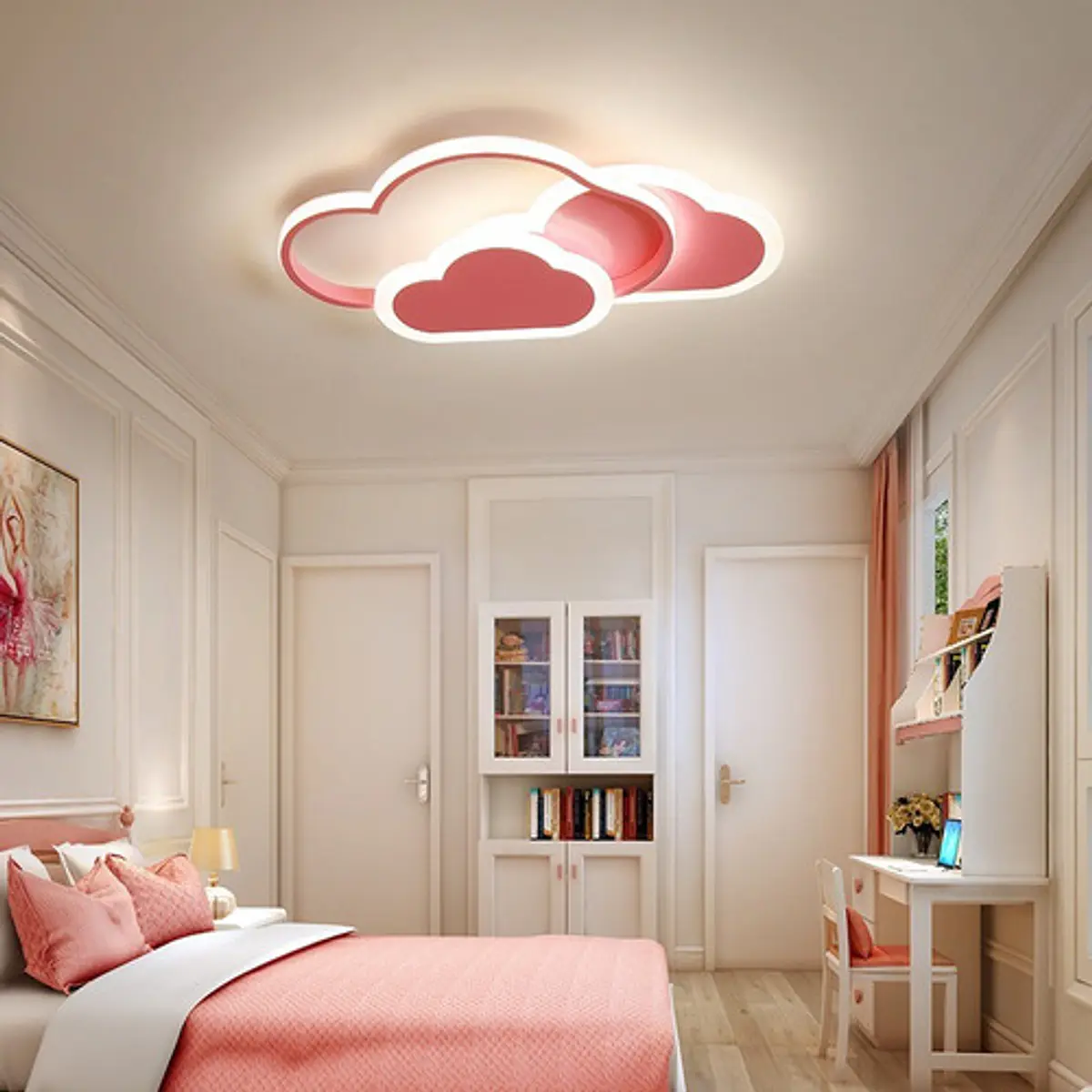 Lámpara Led De Techo Infantil Nubes, Luz Regulable