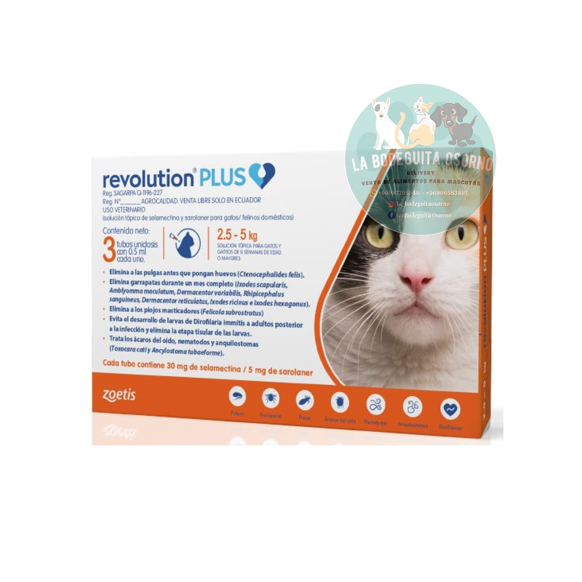 Revolution Plus 2,5 - 5 kg (antiparasitario Interno y Ext...