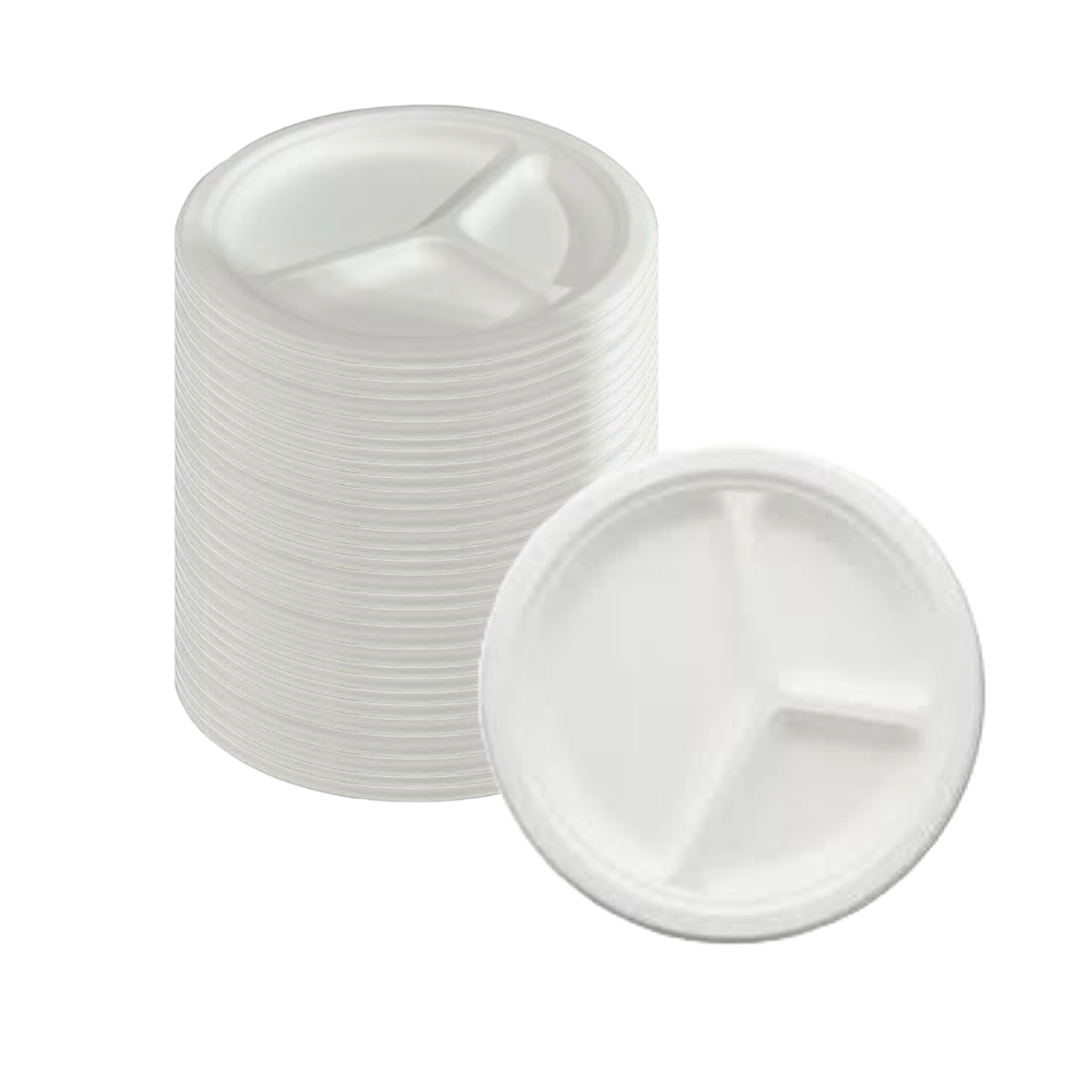 Platos con 3 divisiones 22cm Blanco - Distintos packs