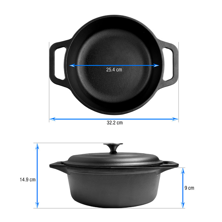 Olla 4QT Con Tapa Hierro Negro Mate 3.8 Litros