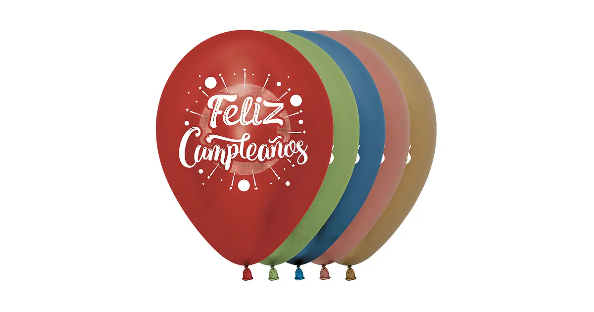 Globo R-12 Reflex Surtido Impreso Feliz Cumpleaños X 12 Unid