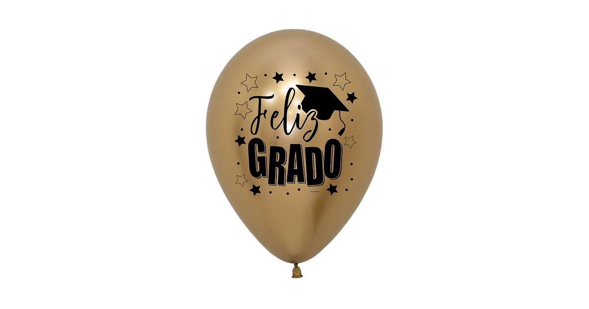 Globo R-12 Impreso Grado Reflex Dorado X 12 Unidades