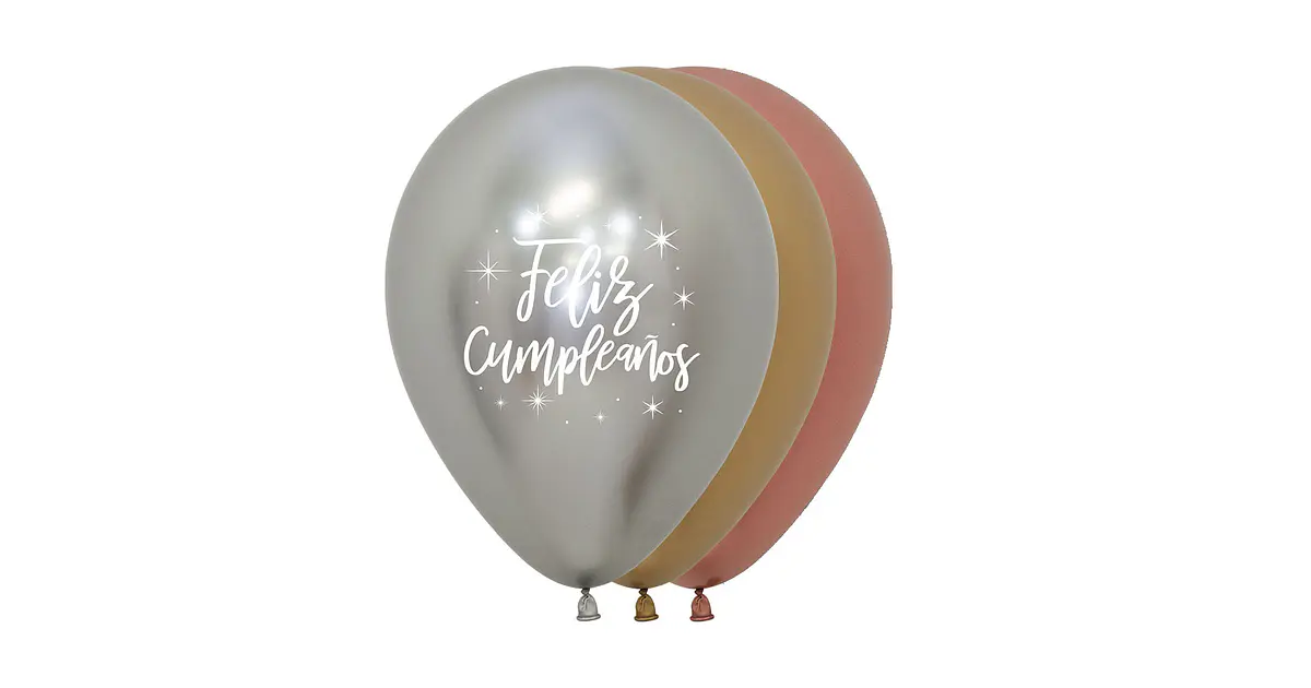 Globo R-5 Impreso Feliz Cumpleaños Radiante Reflex X 12 Unid